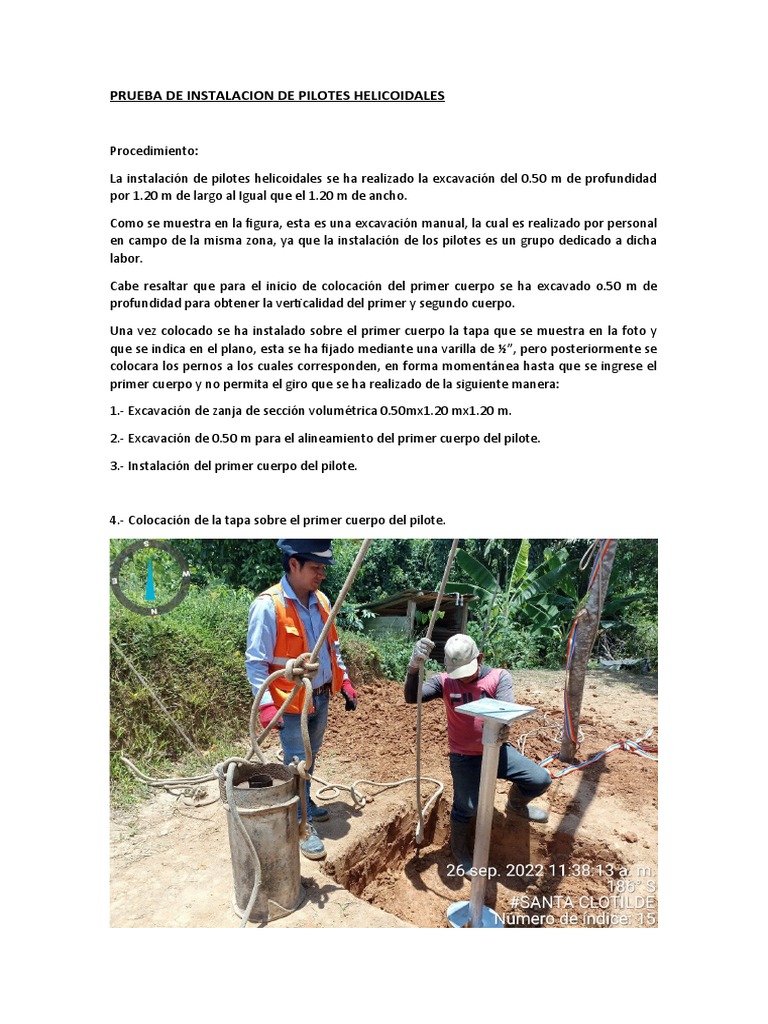 Instalacion de Pilotes Helicoidales | PDF | Ciencia y matemáticas ...