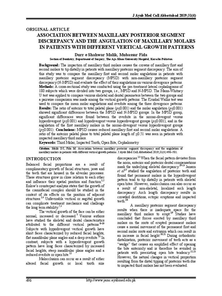 Association Between Maxillary Posterior Segment Discrepancy and The ...