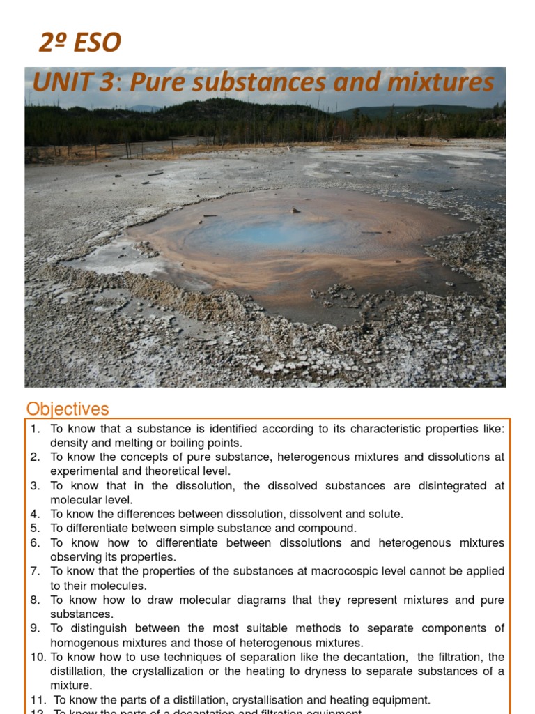 UNIT 3: Pure Substances and Mixtures 2º ESO: Susana Morales Bernal ...