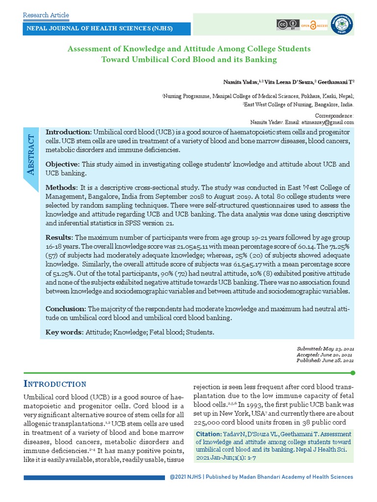 Assessment of Knowledge and Attitude Among College Students Toward ...