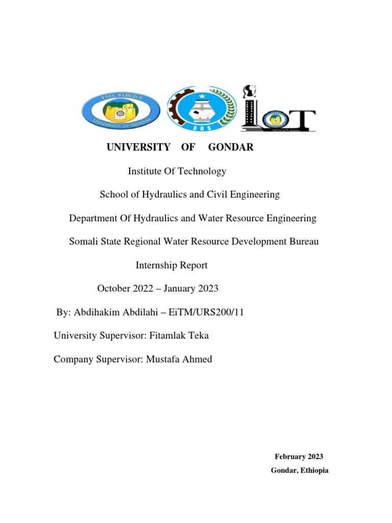 Jigjiga Emergency Water Supply Project An Internship Report On The Construction Of Water