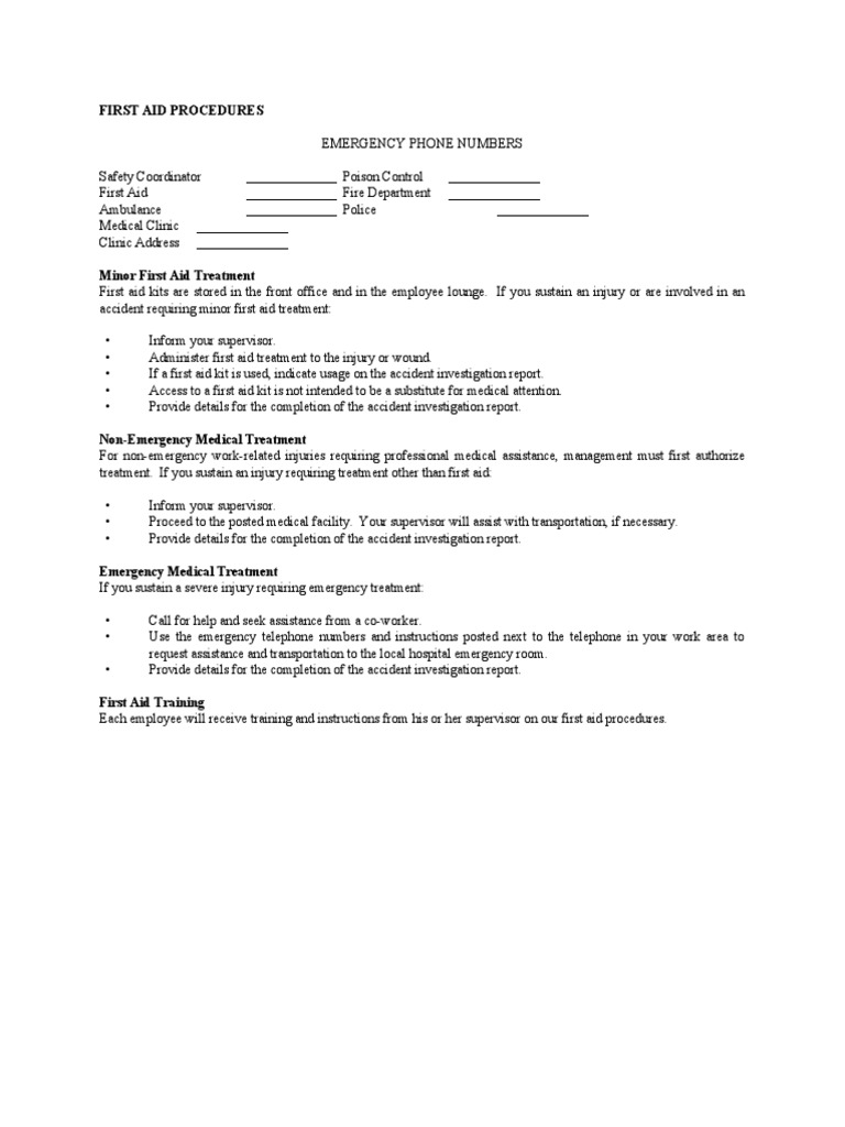 First Aid Procedures and Guidelines | PDF | First Aid | Injury