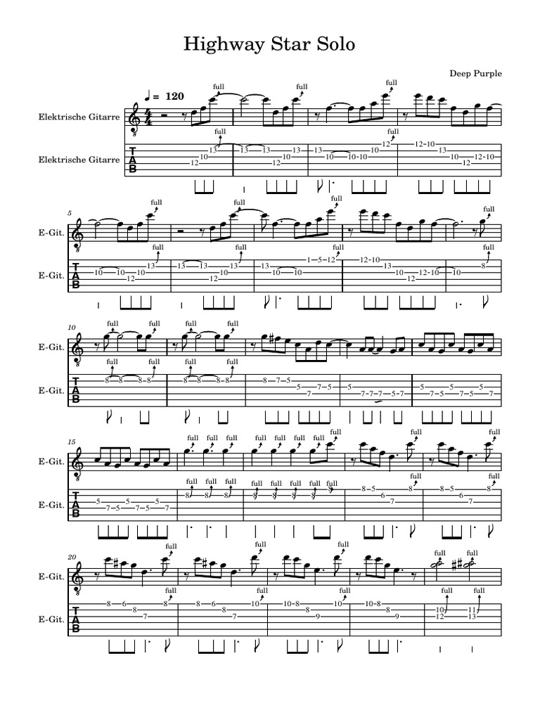 Highway Star Solo: Deep Purple | PDF