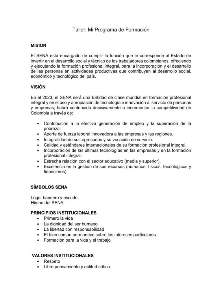 Taller Mi Programade Formacion | Descargar gratis PDF | Aprendizaje ...