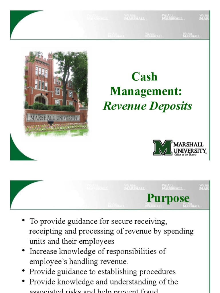 Cash Management:: Revenue Deposits | PDF | Cheque | Receipt