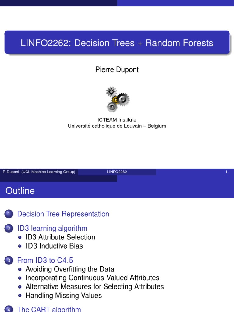 LINFO2262: Decision Trees + Random Forests: Pierre Dupont | PDF | Machine Learning | Statistical ...