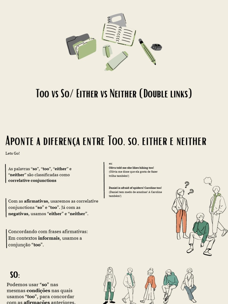 Too Vs So Either Vs Neither (Double Links) | PDF | Relações sintáticas ...