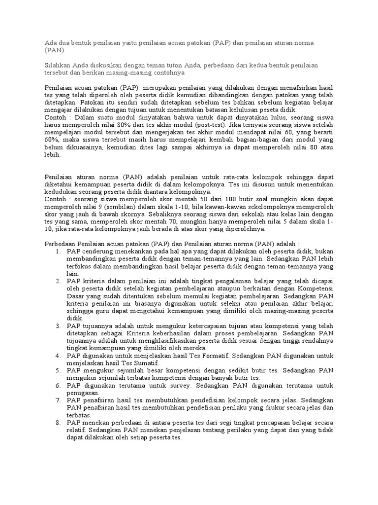 Perbedaan PAP dan PAN dalam Penilaian | PDF