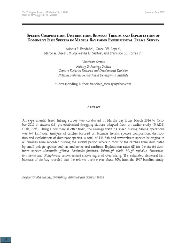 Species Composition, Distribution, Biomass Trends and Exploitation of ...