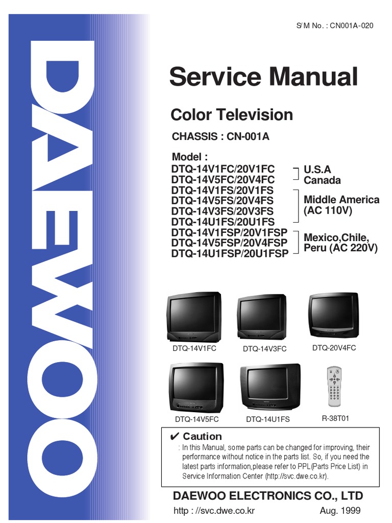 Cn001a Dtq20q1fs TV Daewoo | PDF | Resistor | Vacuum Tube