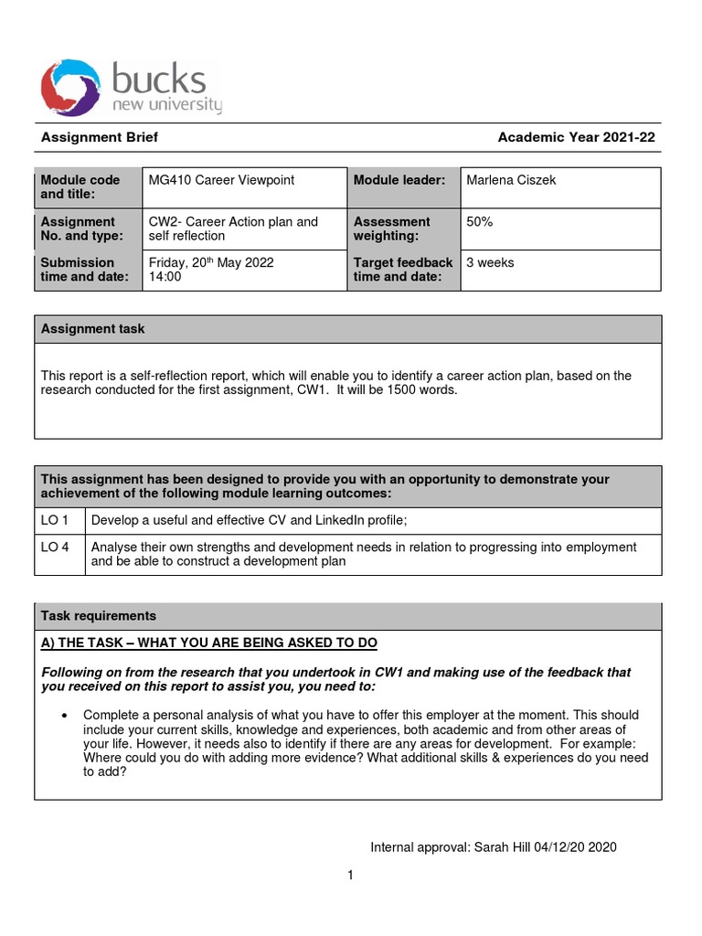 Career Action Plan Assignment Guide | PDF | Computing