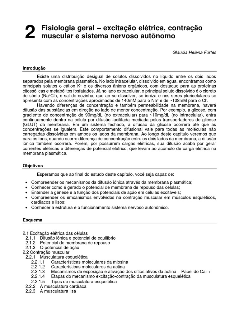 CAP TULO 2 Fisiologia Geral Excita o El Trica Contra o Muscular e ...