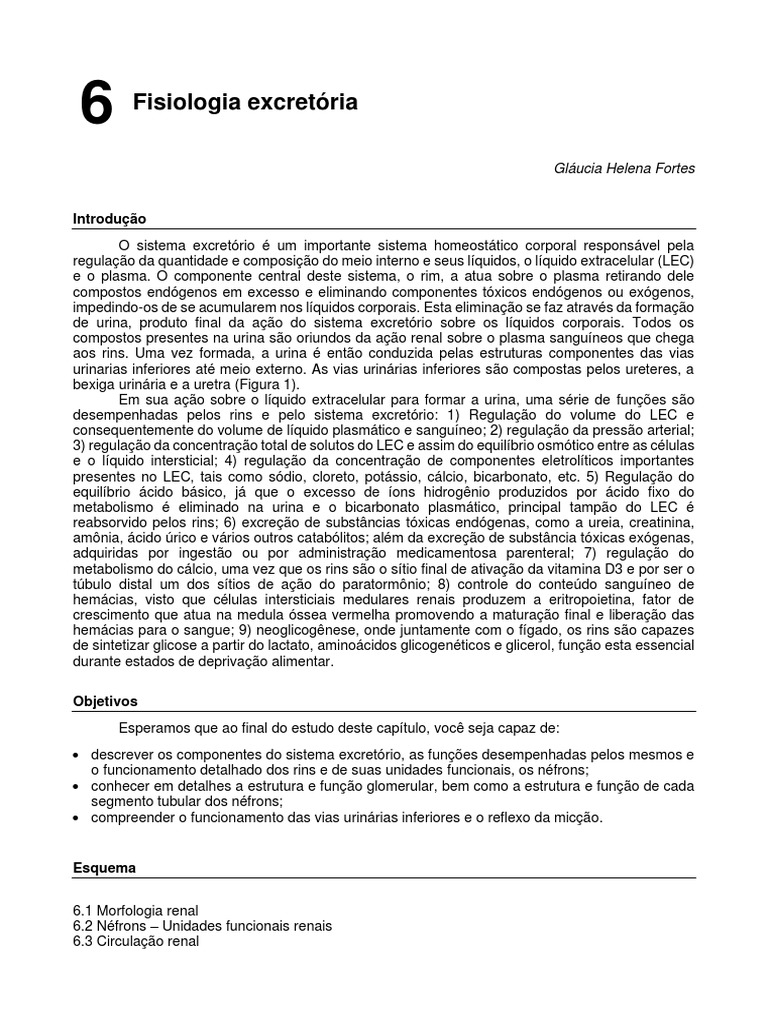 CAP TULO 6 Fisiologia Excret Ria Formatado | PDF | Rim | Osmose