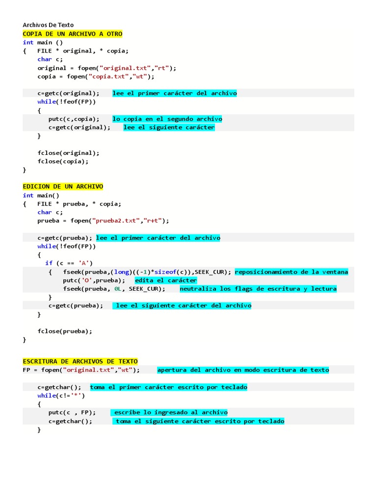 APUNTES - ARCHIVOS DE TEXTO en C | PDF