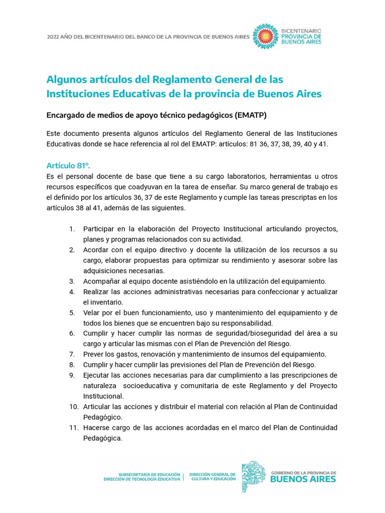 Algunos Artículos Del Reglamento General de Las Instituciones Educativas | PDF | Maestros ...