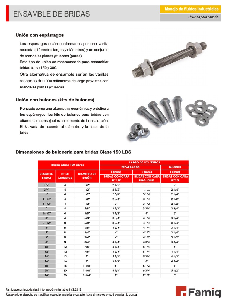 Kit de Bulones para Bridas 701 | PDF | Ingeniería mecánica | Bienes ...