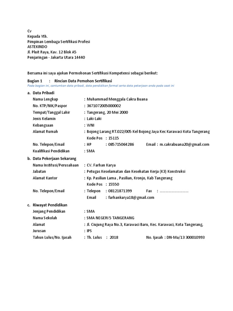 Form Surat Permohonan | PDF