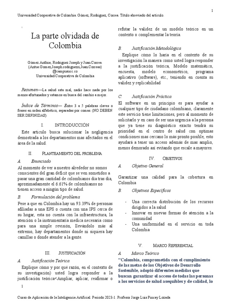 formato-articulos-IEEE IA | PDF | Colombia | Teoría