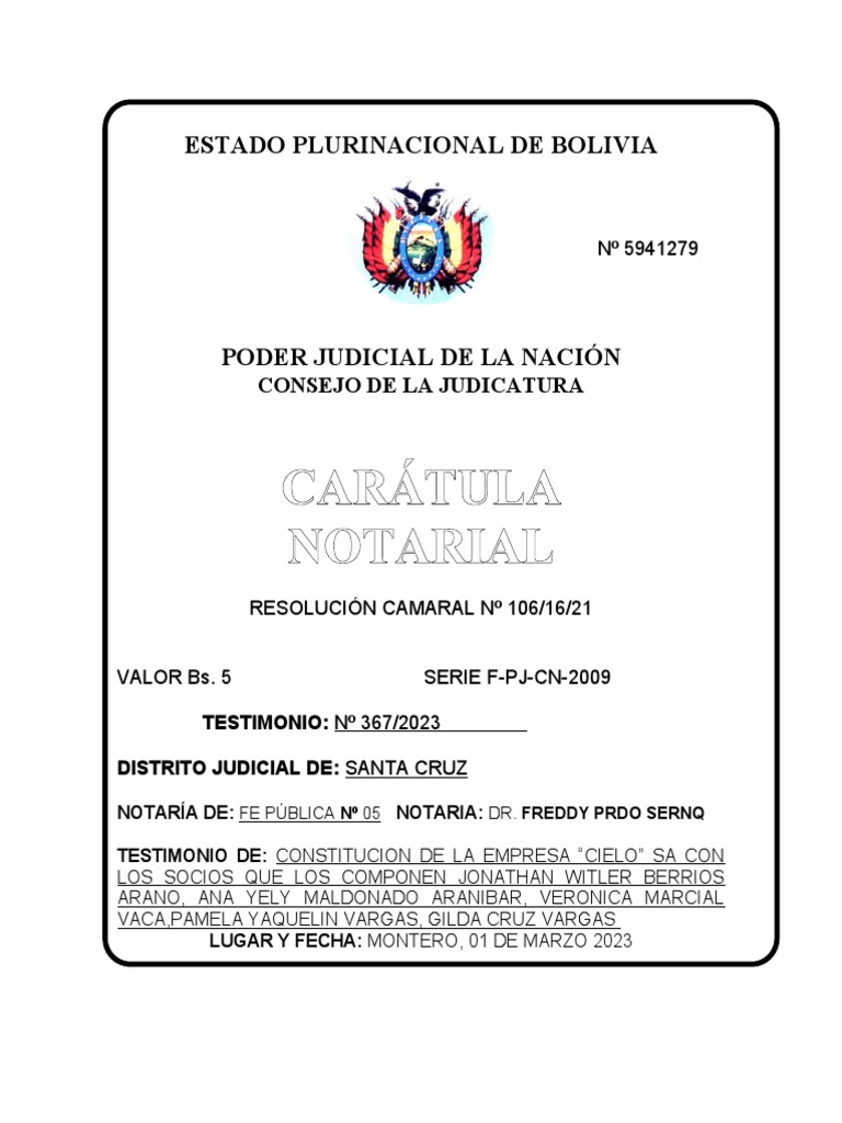 Caratula Notarial | PDF