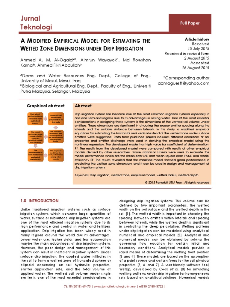 A Modified Empirical Model For Estimatin | PDF | Irrigation | Soil