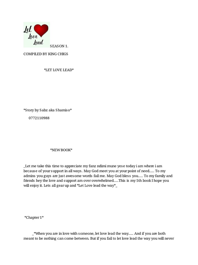 Let Love Lead by Sabzaka Shamiso | PDF