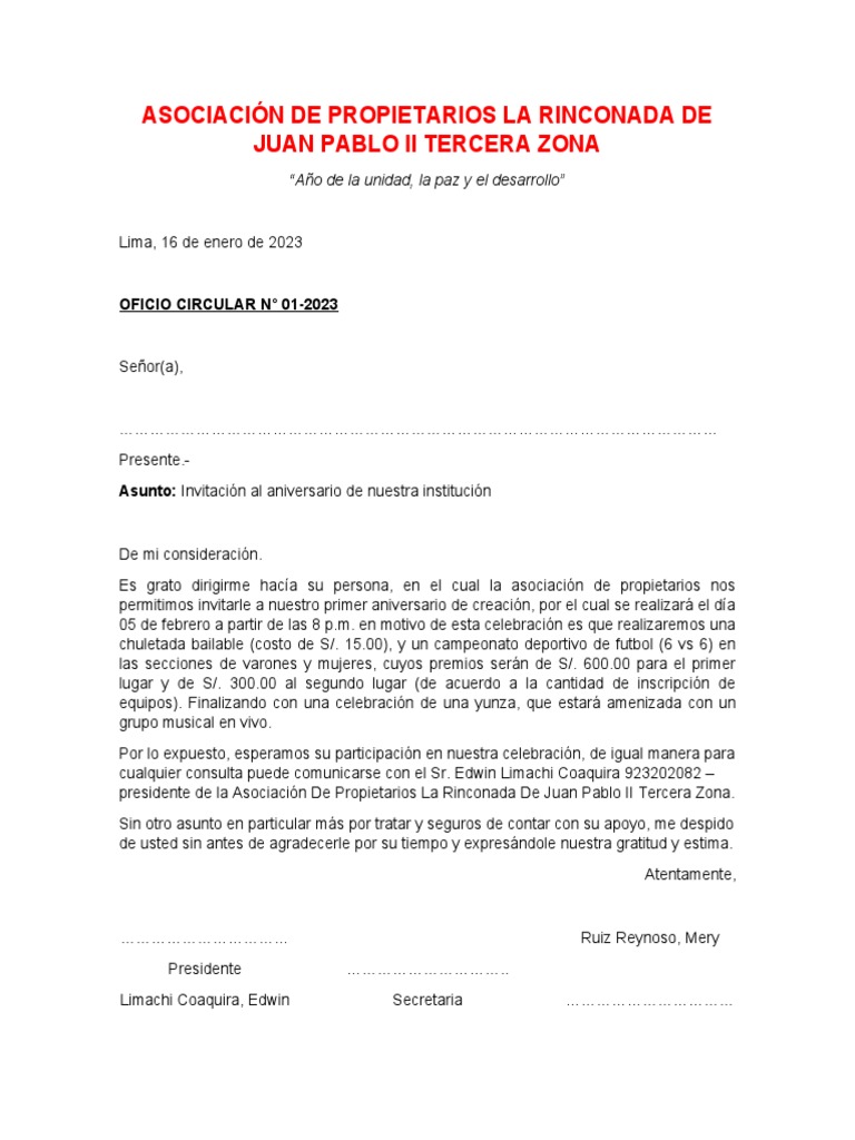 Oficio Circular | PDF