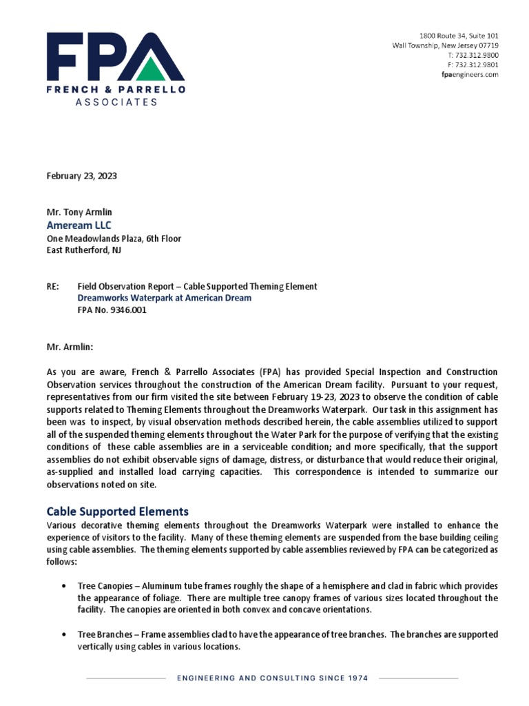 Field Observation Report - Cable Supported Theming Element | PDF | Parachute | Unmanned Aerial ...
