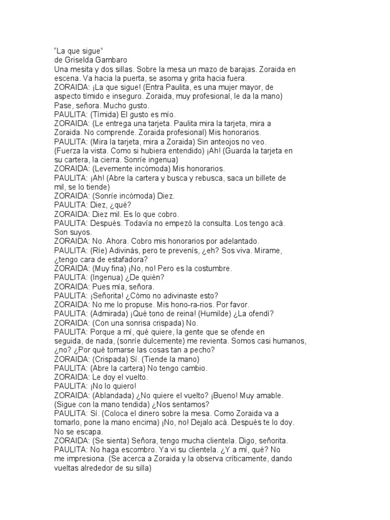 La que sigue: Diálogo de Griselda Gambaro | PDF