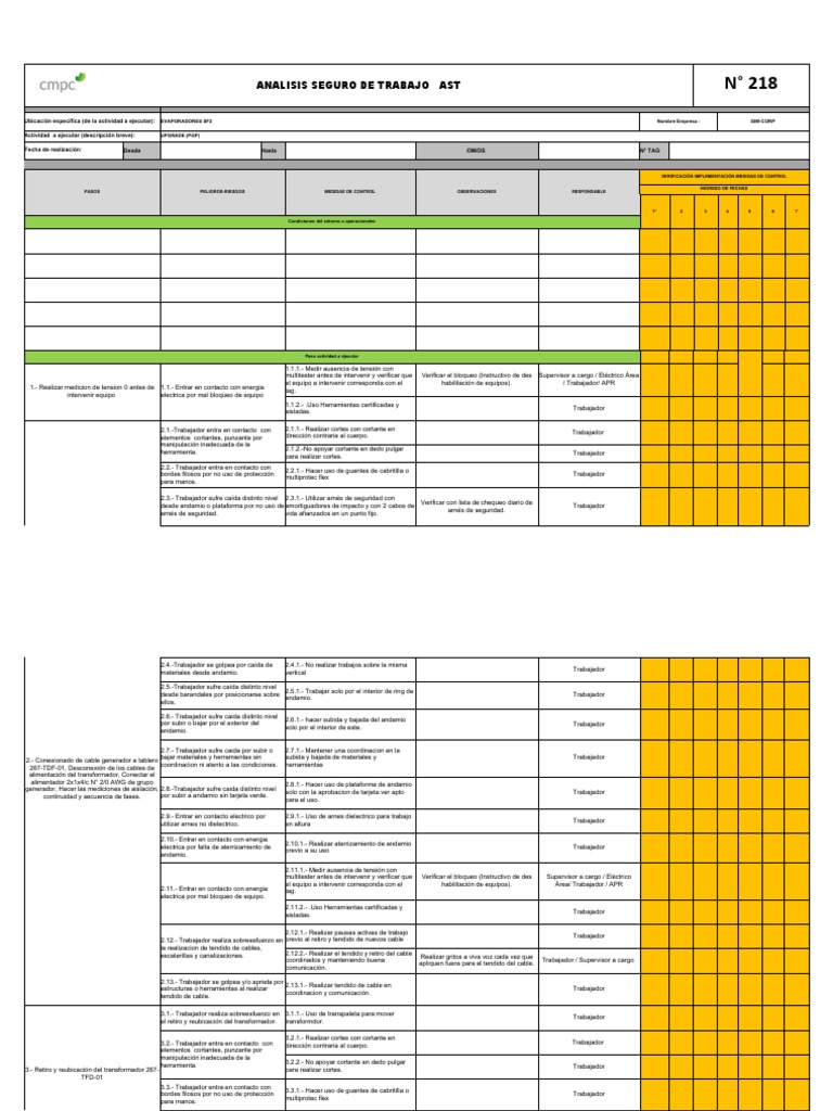 Analisis Seguro de Trabajo Ast: Evaporadores Sf2 Nombre Empresa: Sim-Corp Upgrade (PGP) | PDF ...