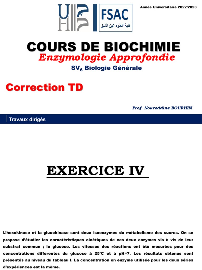 Cours de Biochimie: Enzymologie Approfondie | PDF | Enzyme | Inhibiteur enzymatique