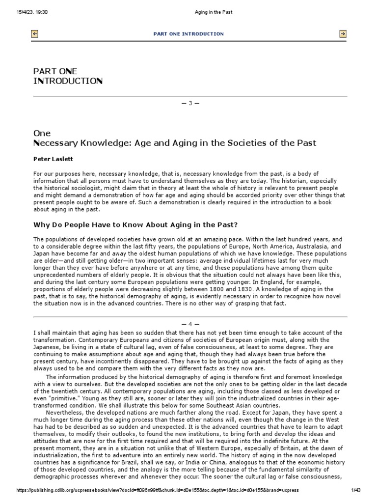 Understanding Aging in Historical Context | PDF | Demography | Ageing