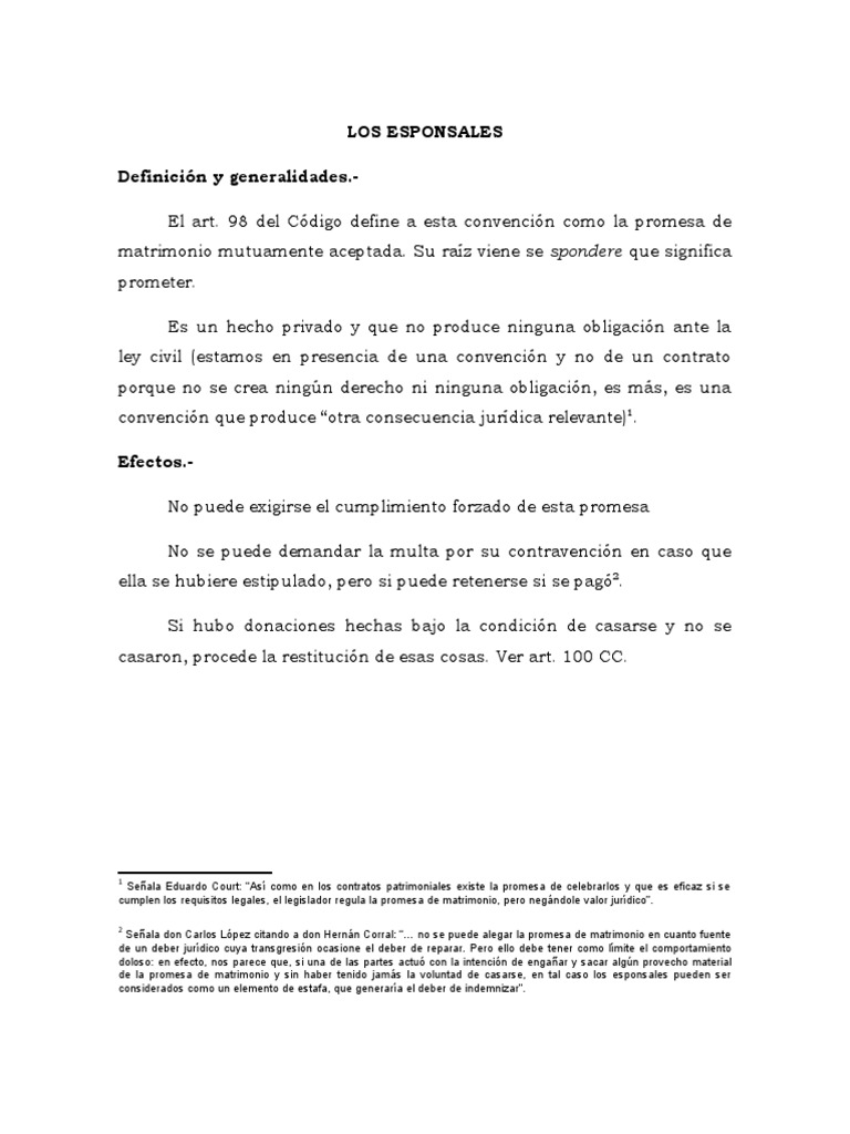 Esponsales Promesa Matrimonial Y Efectos Pdf Compromiso
