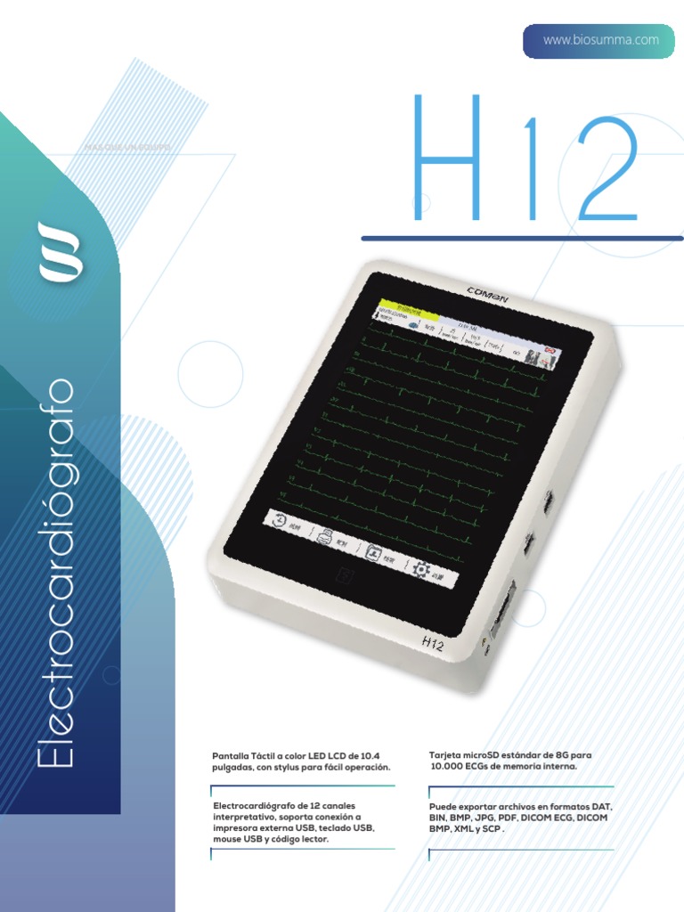 Electrocardiografo Comen H12 V2 | PDF | Electrocardiografia | USB