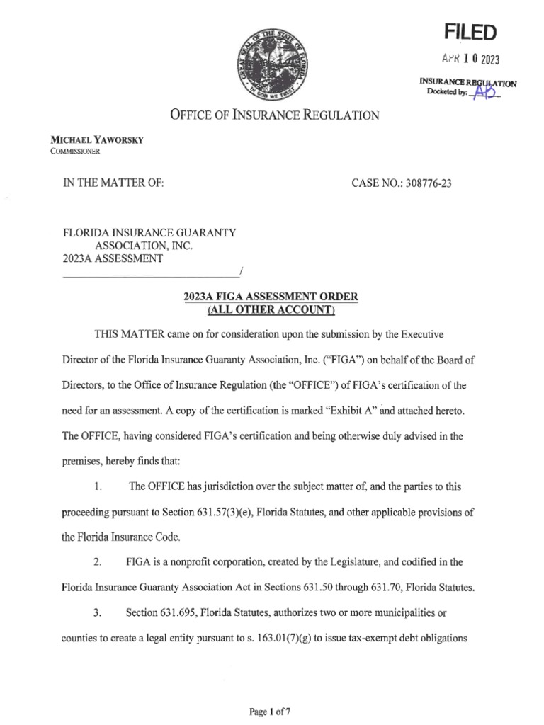 23 FIGA 2023A Assessment Order Filed 04102023 | PDF