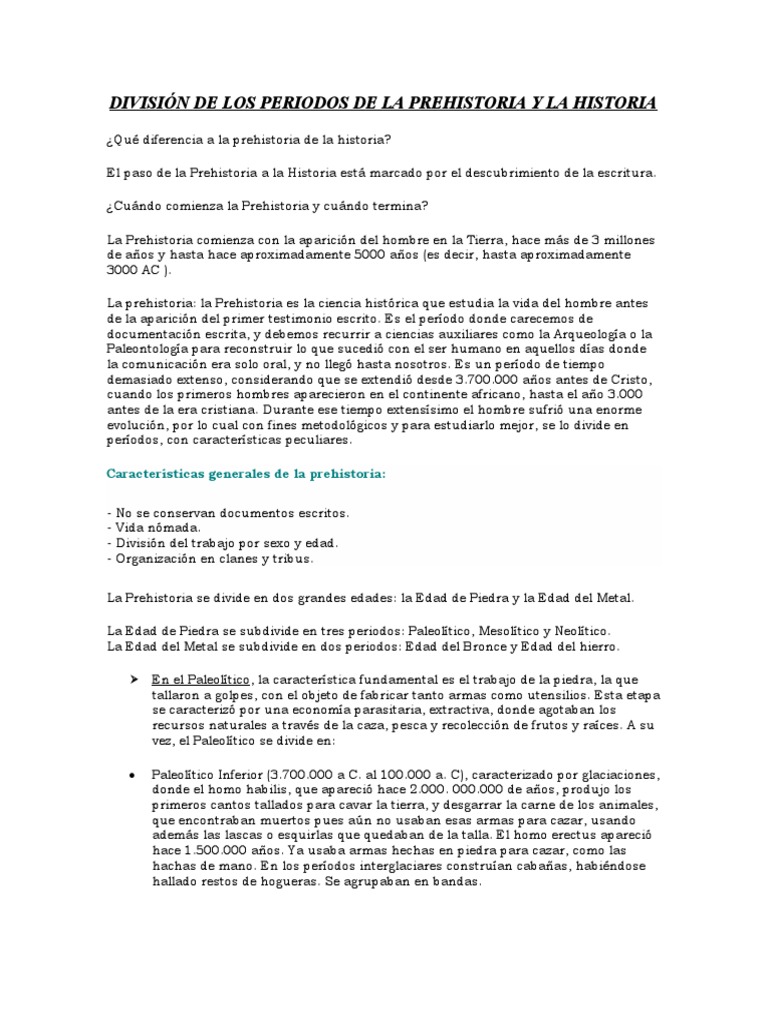 Divisionm de La Historia y La Prehistoria | PDF | Edades medias ...