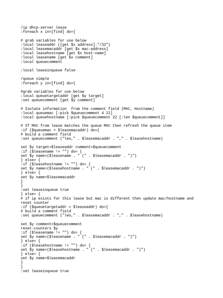 SCRIPT DHCP Server Queue | Download Free PDF | Computer Engineering | Computing