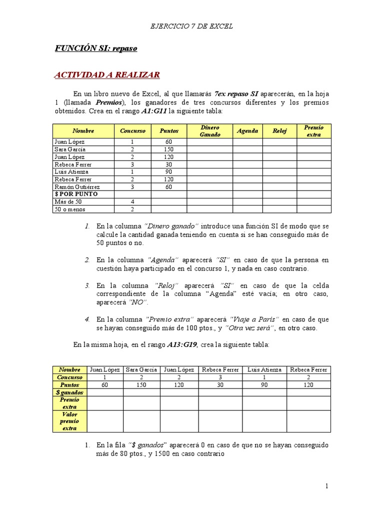 Taller de Funciones Si | PDF