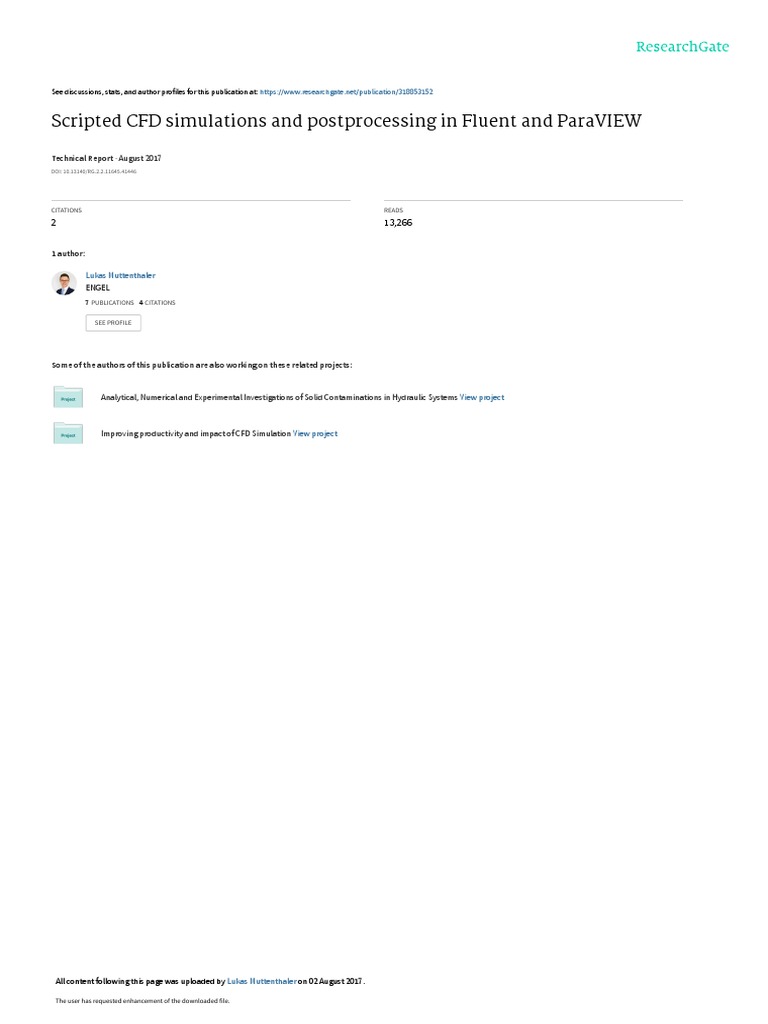 Scripted CFD Simulations and Postprocessing in Fluent and Paraview | PDF | Command Line ...