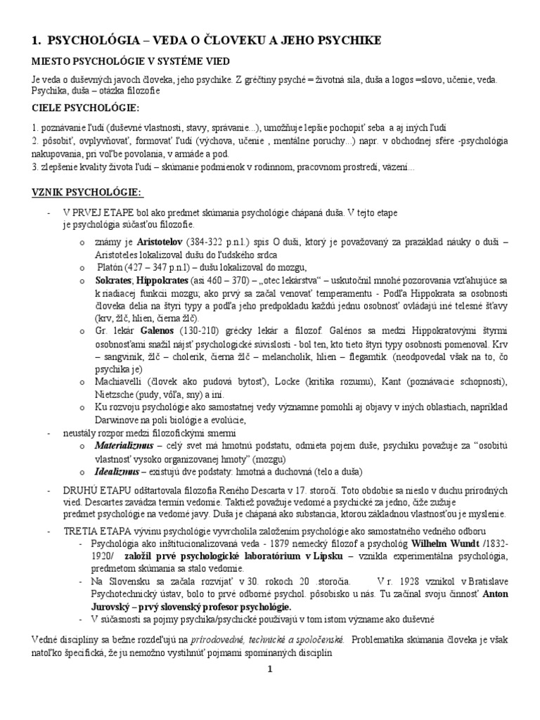 Psychológia - Veda O Človeku A Jeho Psychike: Miesto Psychológie V ...