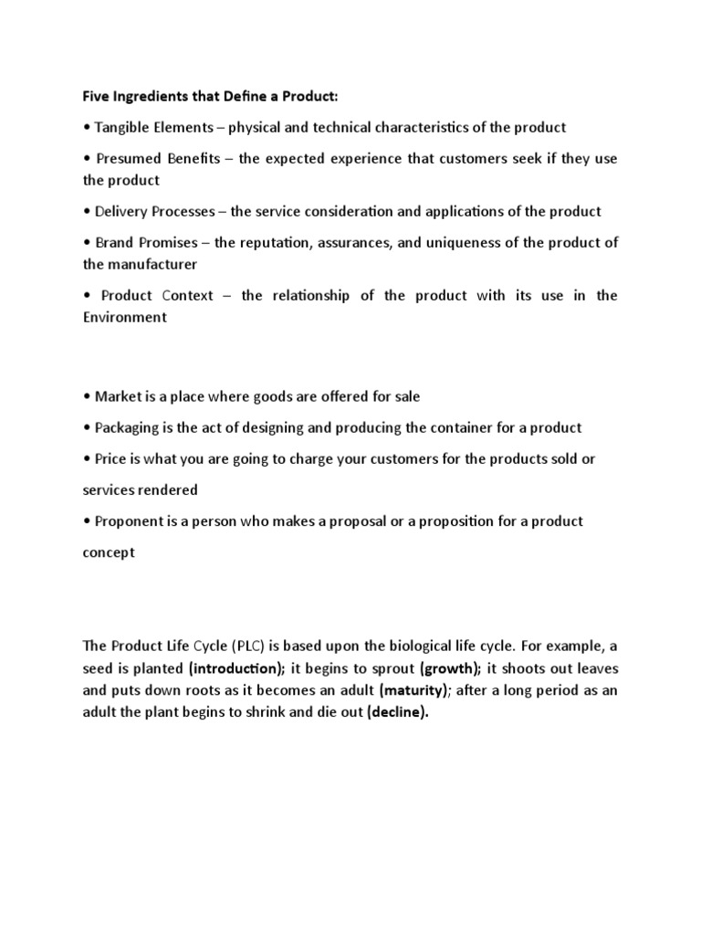 Five Ingredients That Define A Product | PDF | Product (Business ...