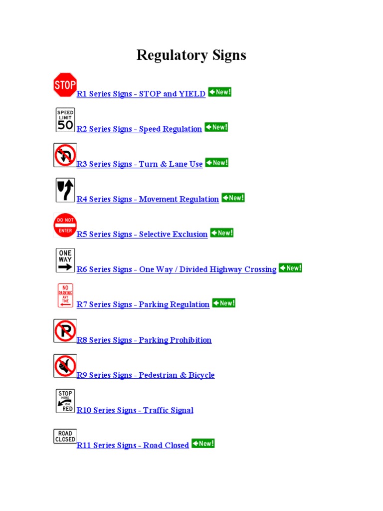 Regulatory Signs | PDF | Traffic | Infrastructure