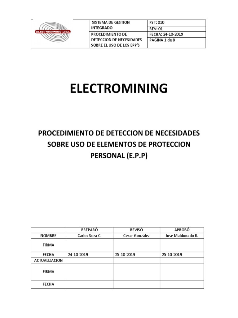 Procedimiento para Uso de EPP's | PDF | Seguridad y salud ocupacional | Soldadura