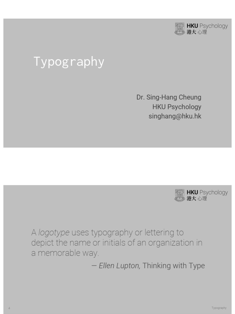 Basc9001 Lecture 04 Typography | PDF | Typography | Printing