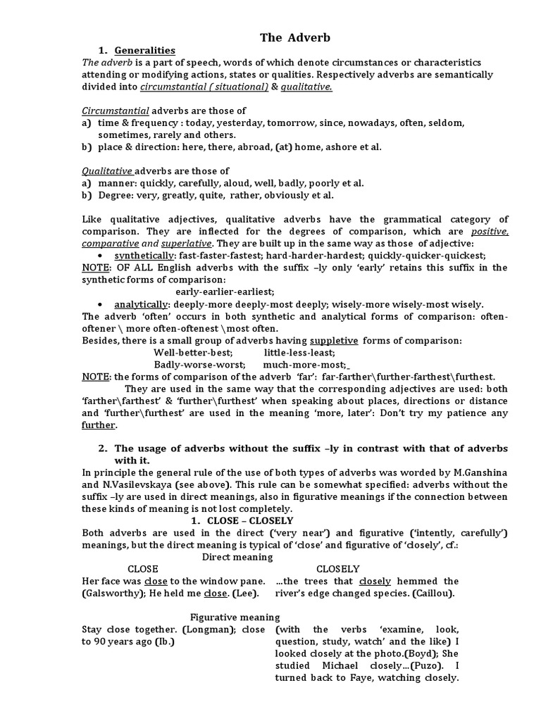 The Adverb | PDF | Adverb | Adjective