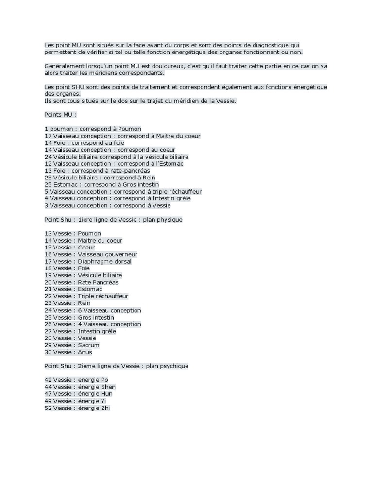 Points Mu et Shu en Médecine Chinoise | PDF | IQ | Yin et yang