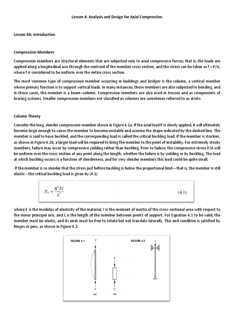 Ce 304 Lesson 4a | Download Free PDF | Buckling | Stress (Mechanics)