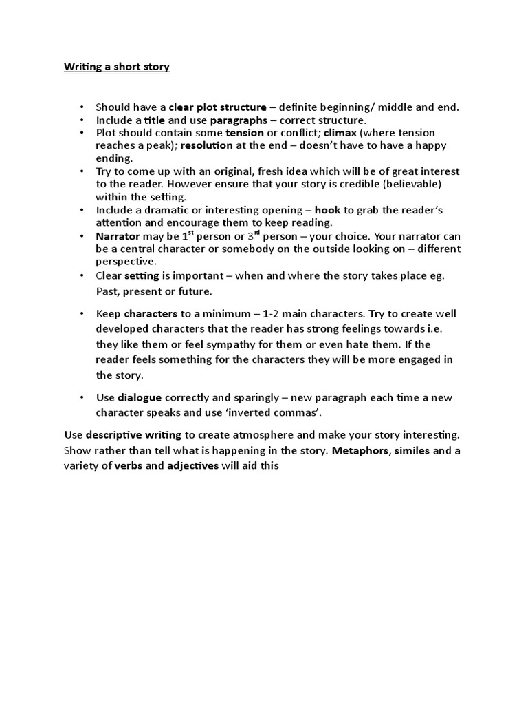 Writing A Short Story Guidelines | PDF