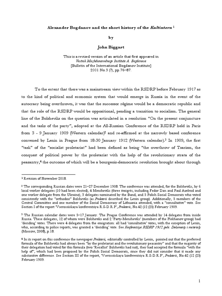 Biggart, John - Alexander Bogdanov and The Short History of The ...