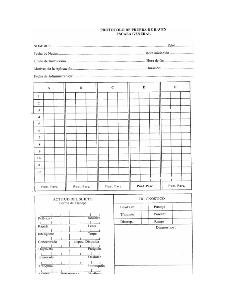 Hoja de Respuestas Raven | PDF