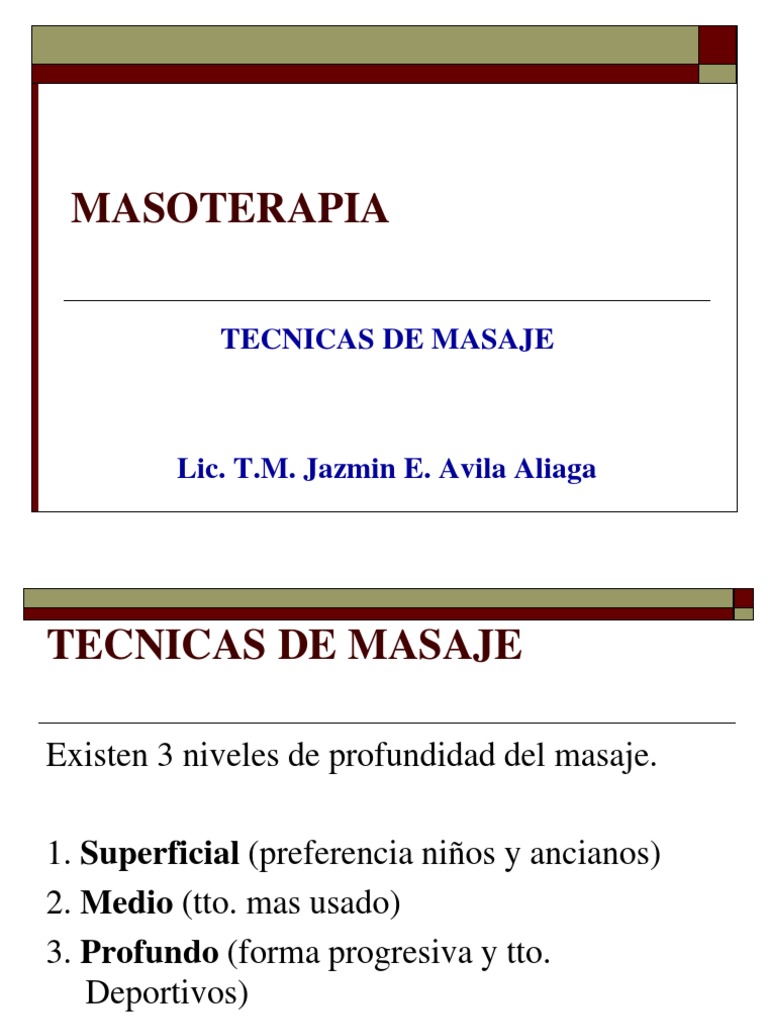 4 Tecnicas de Masoterapia | PDF | Masaje | Músculo